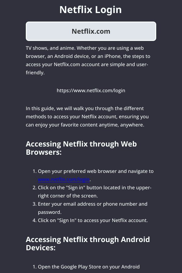 Netflix Login: Watch on www.Netflix.com Account